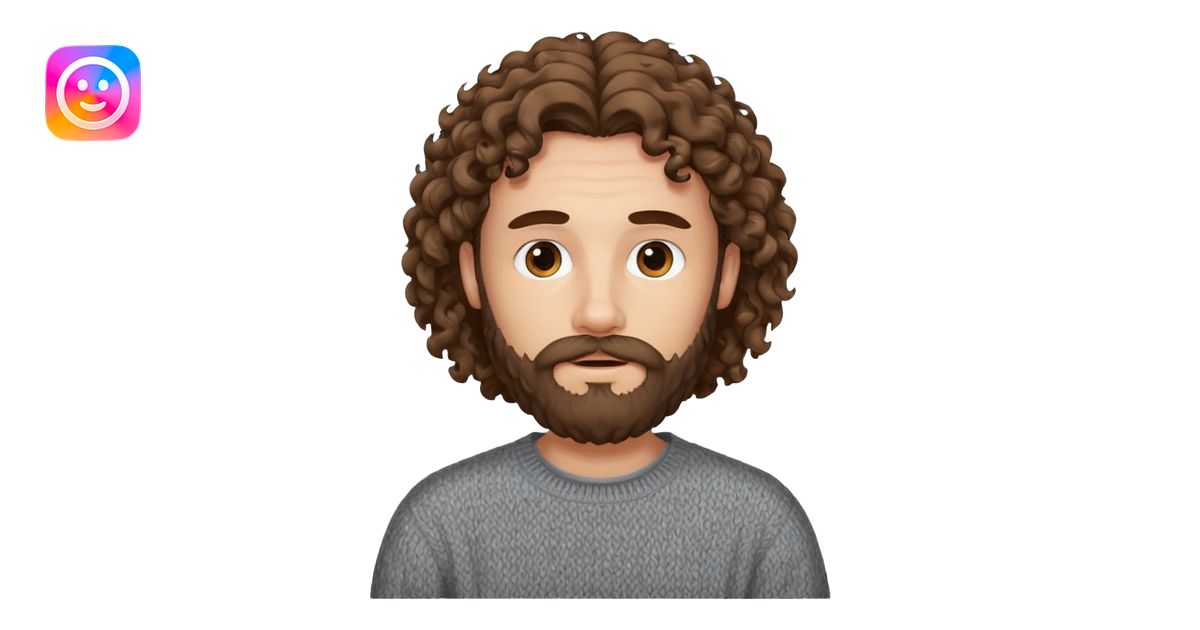 long curly hair bearded man sweater emoji | AI Emoji Generator