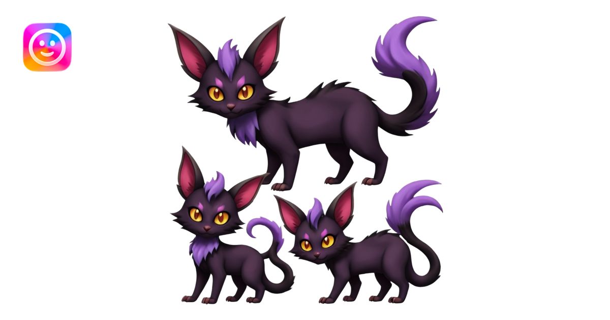 Dark gloomy gothic Black edgy cute Noivern-Noibat-Purloin-Torracat ...