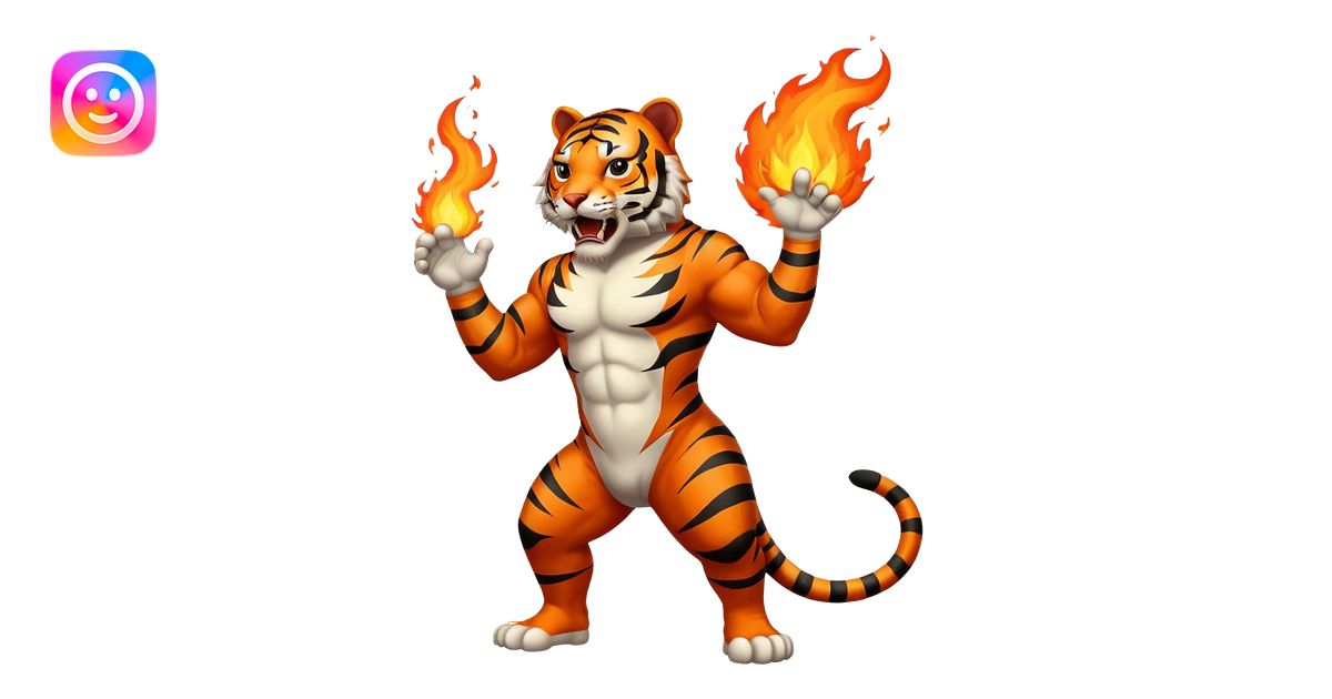 tiger vintage-circus-performer-spitting-fire emoji | AI Emoji Generator
