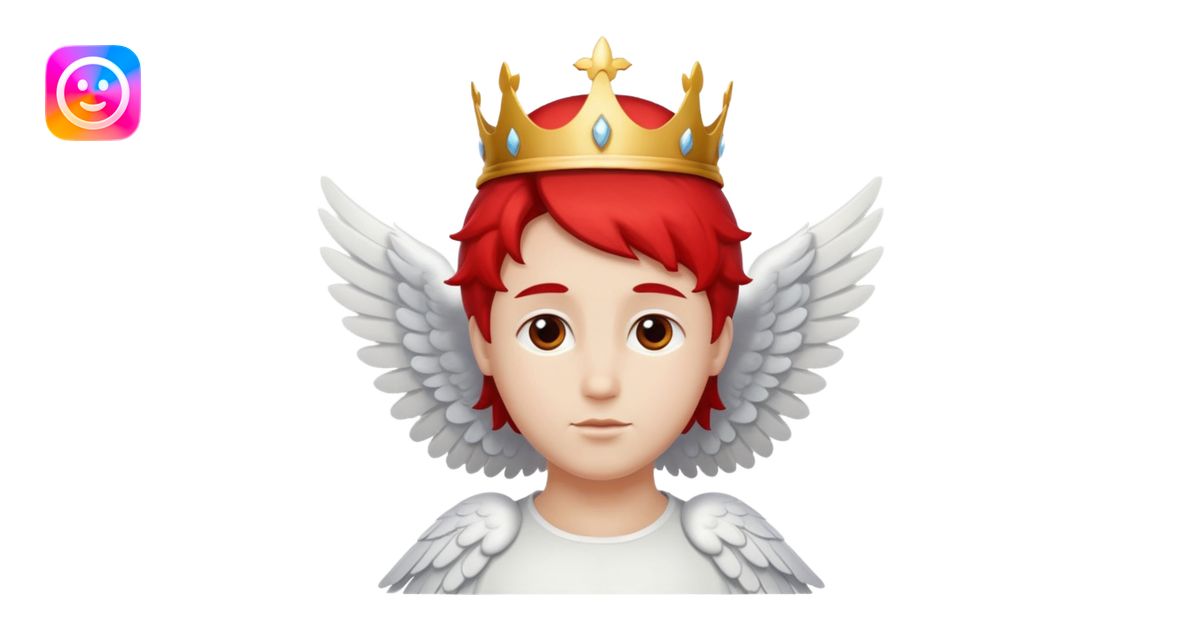 an angel with a red crown on his head, 4 wings emoji | AI Emoji Generator