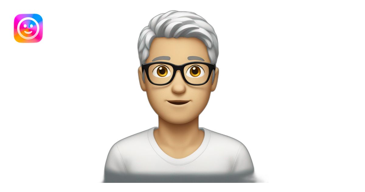 white boy with black glasses emoji | AI Emoji Generator