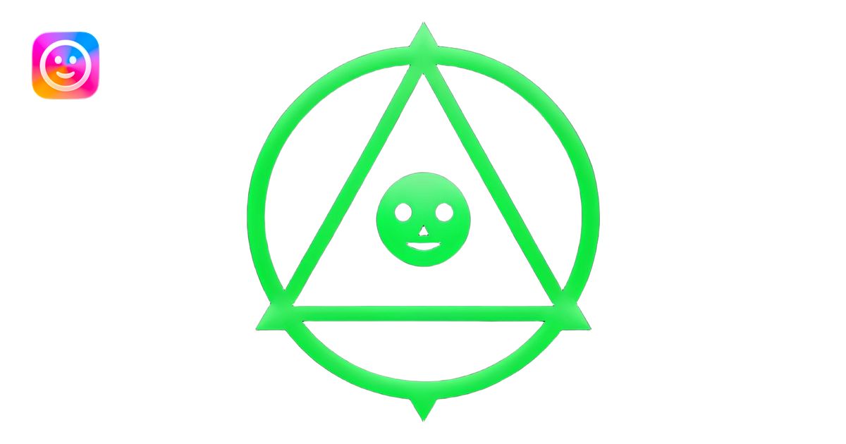 Emoji, dark futuristic occult sigil, symmetrical geometric shape, black ...