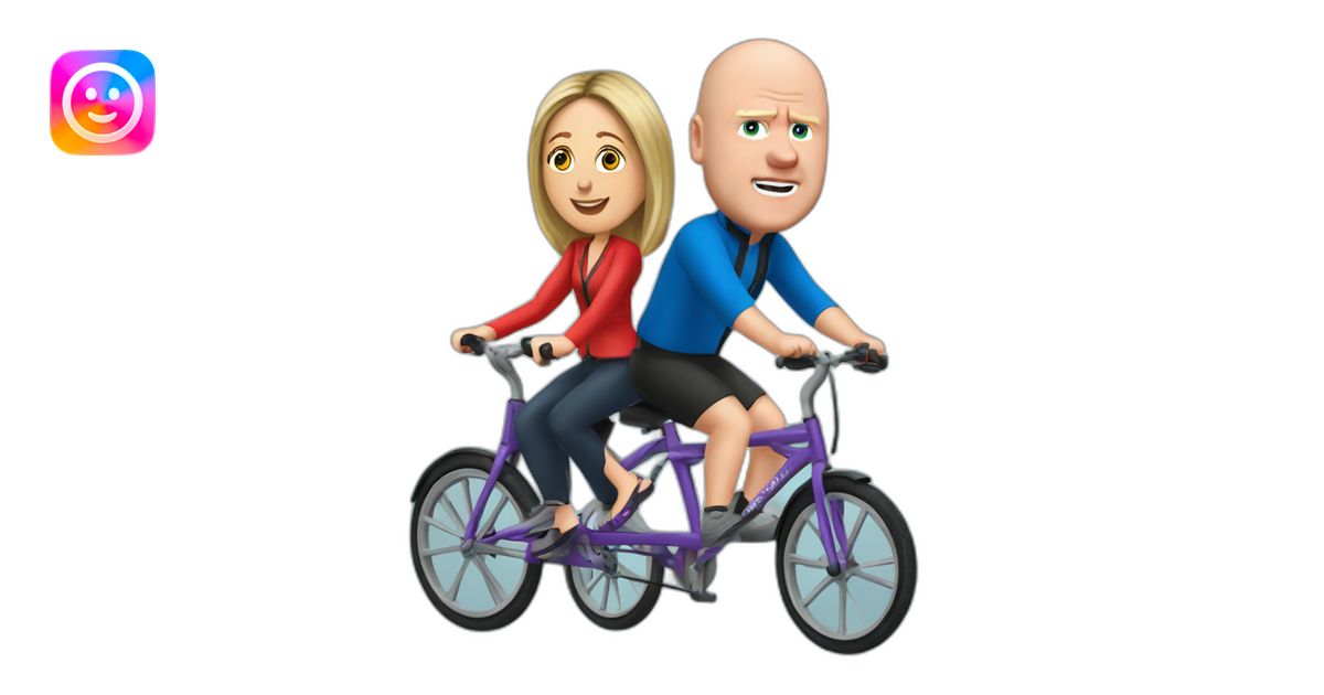 Victoria Coren-Mitchell and Phil Mitchell riding a tandem bike emoji ...