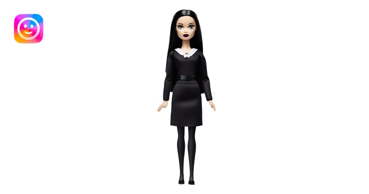 Wednesday Addams Barbie. Small very light skin face. Black lipstick and ...