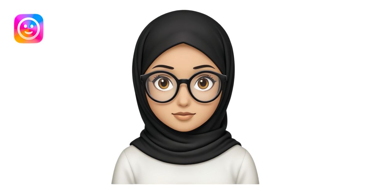 Create an ios iphone emoji of a girl with black hijab with black circle ...