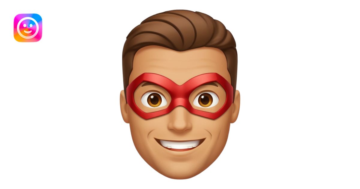 Male superhero face happy emoji | AI Emoji Generator
