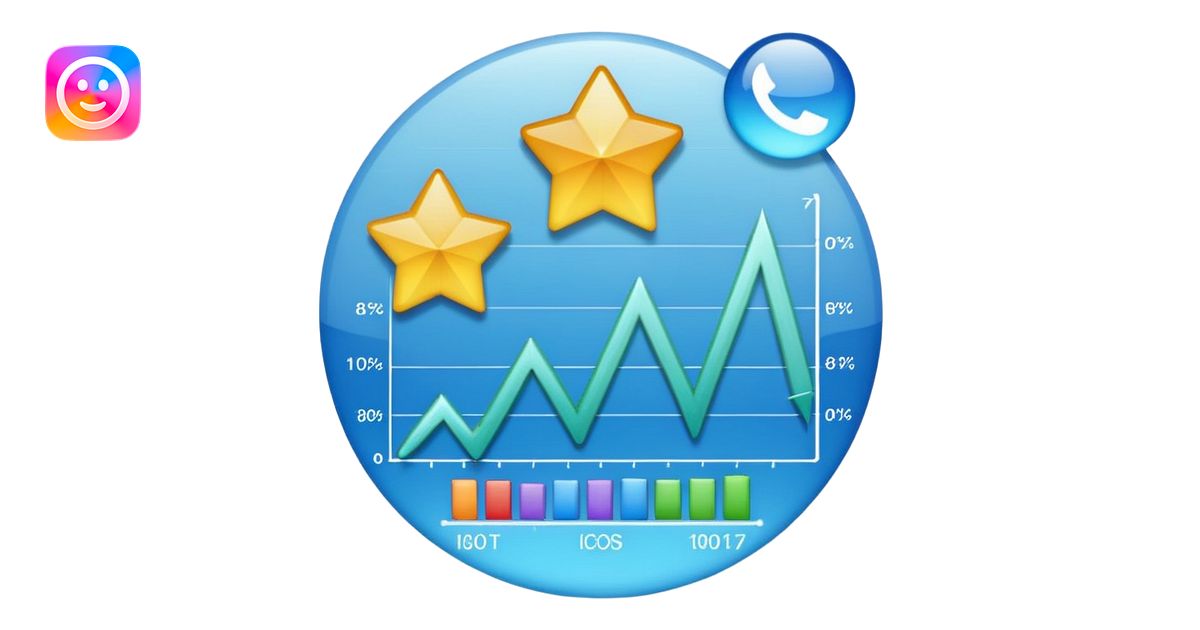 ios style emoji for report sheet consisting graph/ charts with sparkle ...