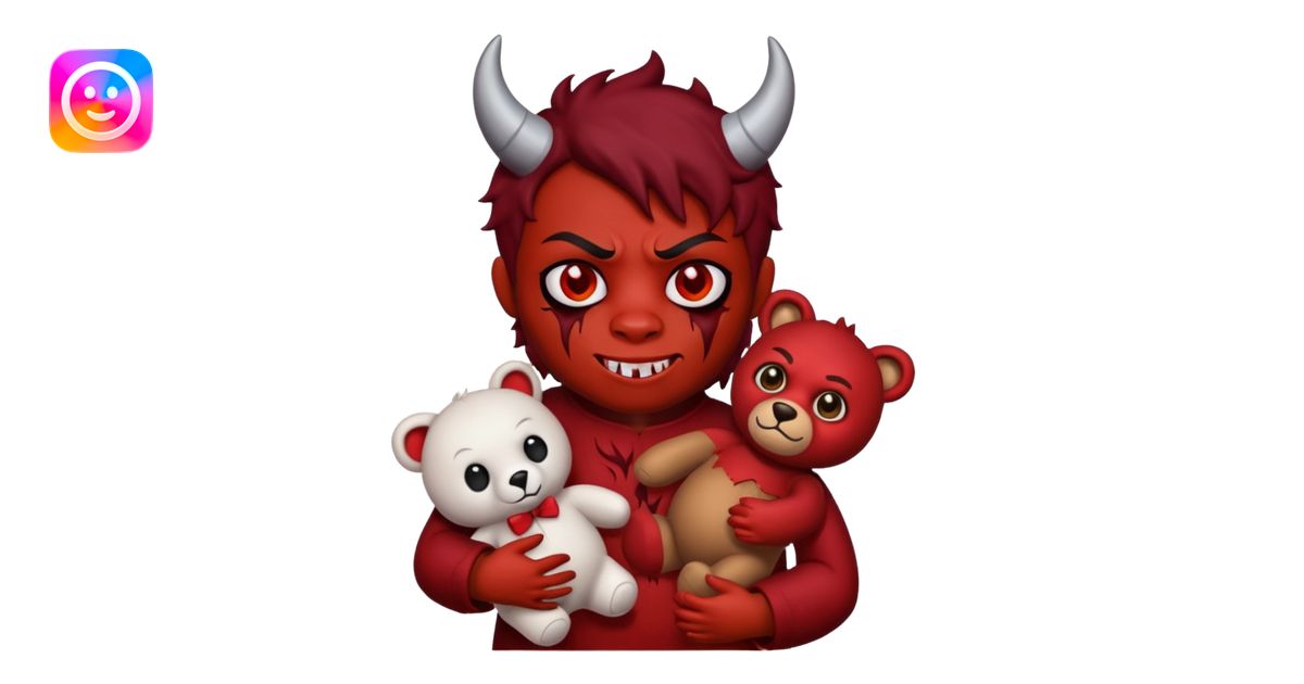 Devil hurting a teddy bear emoji | AI Emoji Generator