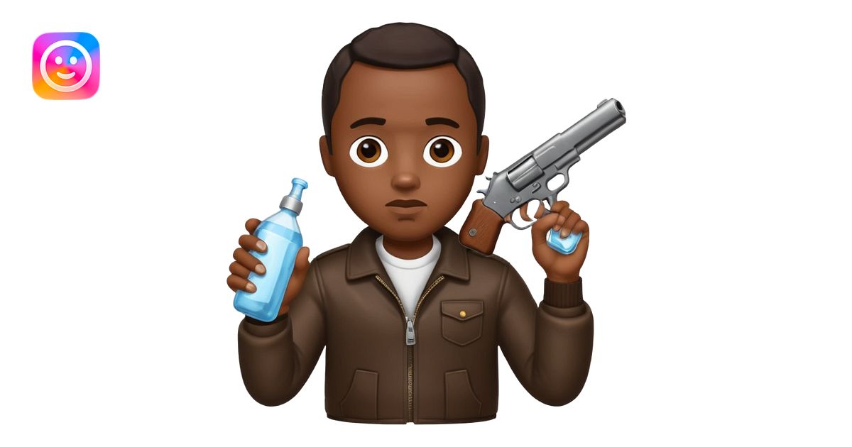 diddy shooting a gun in his right hand and baby oil in his left emoji ...