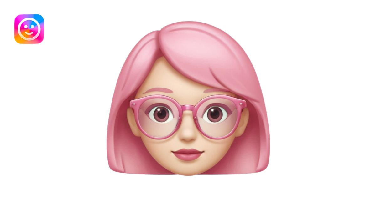 A 3D cartoon rose-pink spectacle with glossy curved frames and soft ...