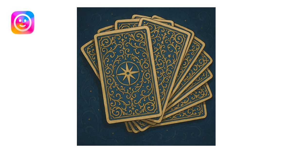 tarot card deck with ornate, intricate backs, gold and deep blue color ...