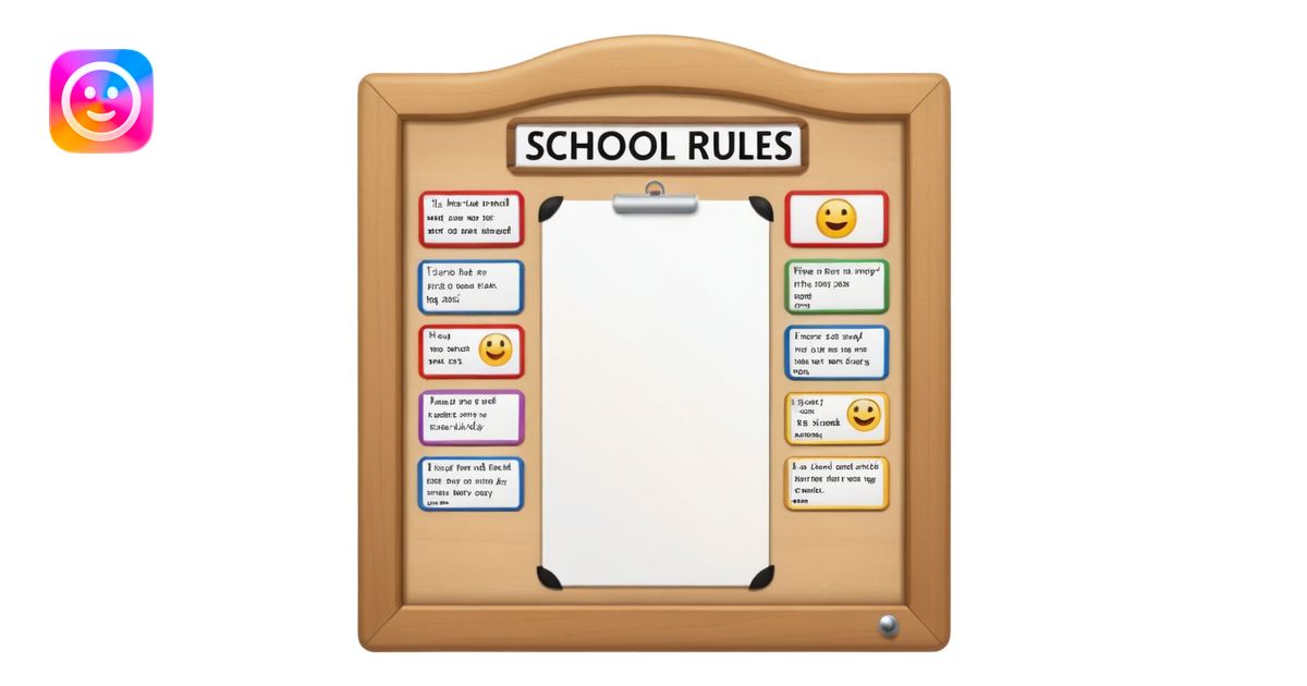 school rules on the noticeboard emoji | AI Emoji Generator