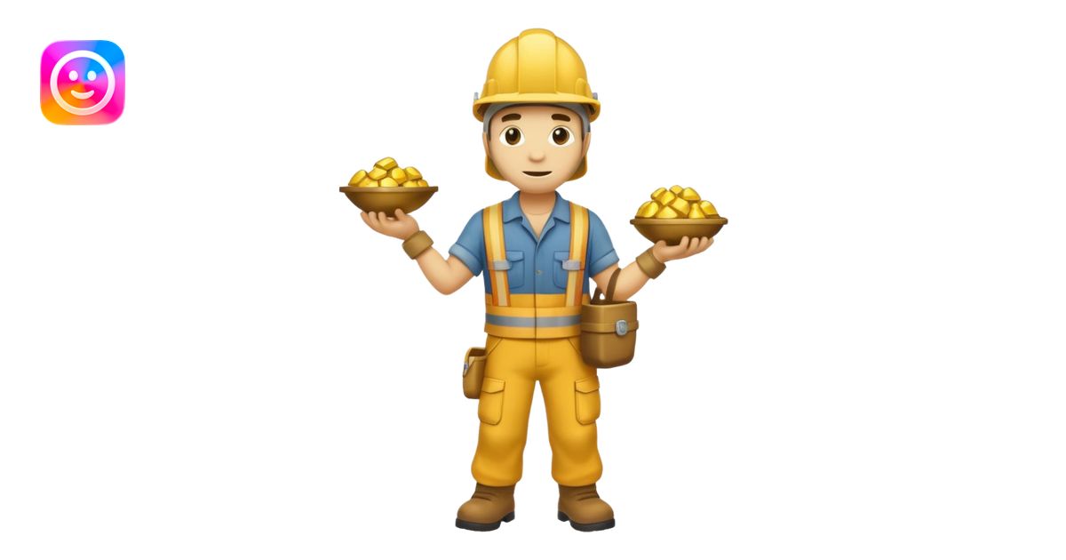 full body reptilian gold mining worker carrying a gold nugget emoji ...