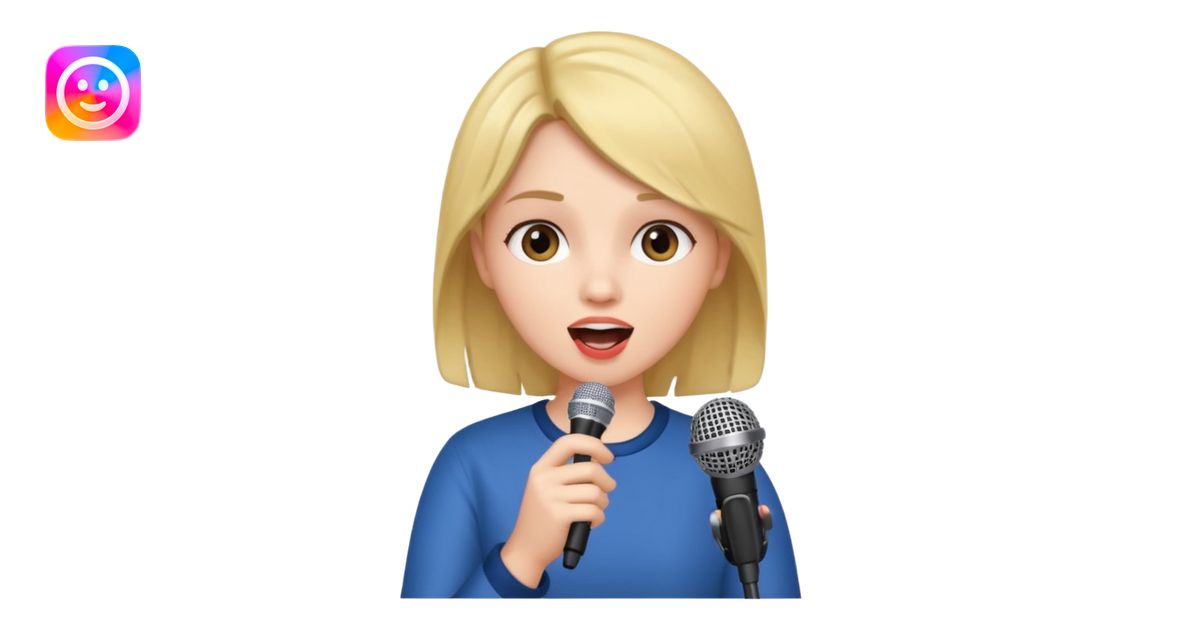 GIRL SINGING A SONG, HOLDING THE MIKE IN HAND emoji | AI Emoji Generator