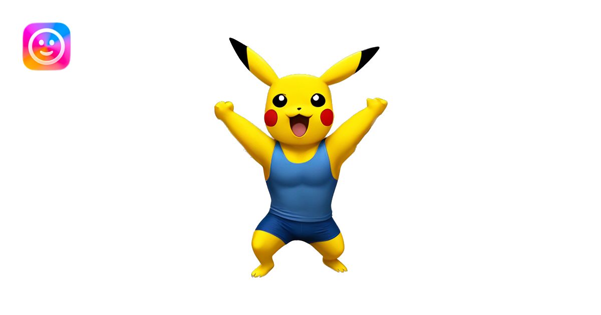 Pikachu cheering a bodybuilder in gym emoji | AI Emoji Generator