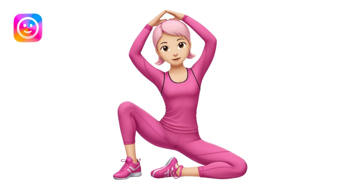Girl in pink stretching touching her toes emoji | AI Emoji Generator