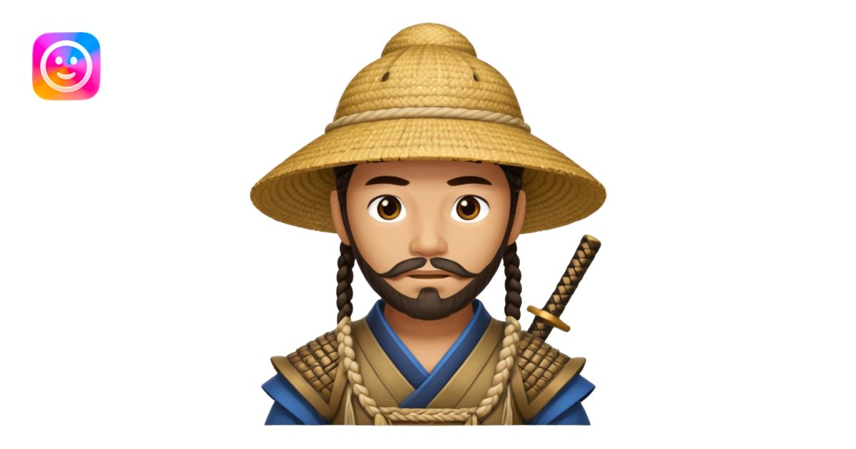 samurai with braided beard and straw hat emoji | AI Emoji Generator