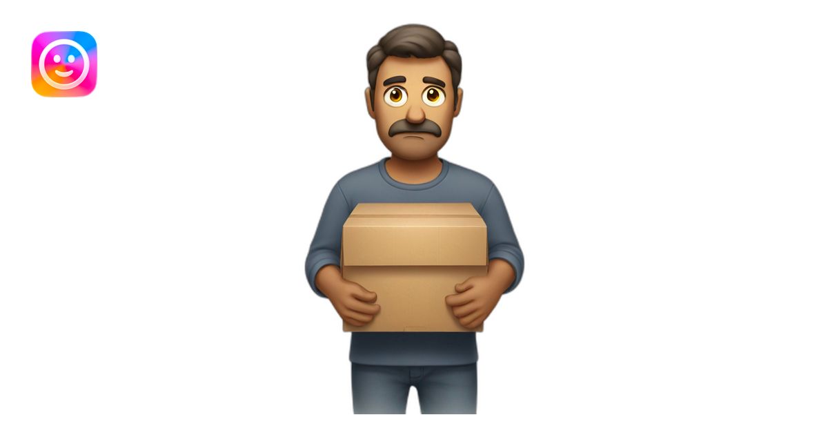 Grumpy man holding a box emoji | AI Emoji Generator