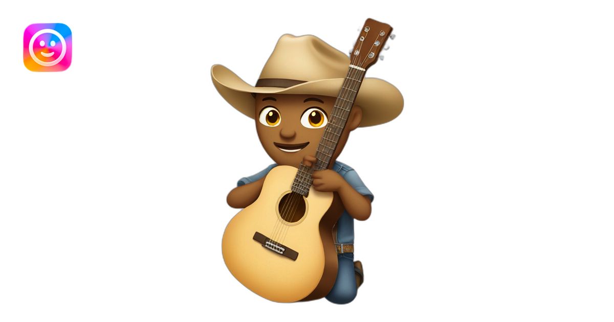 cute country musician jamming on acoustic guitar emoji | AI Emoji Generator