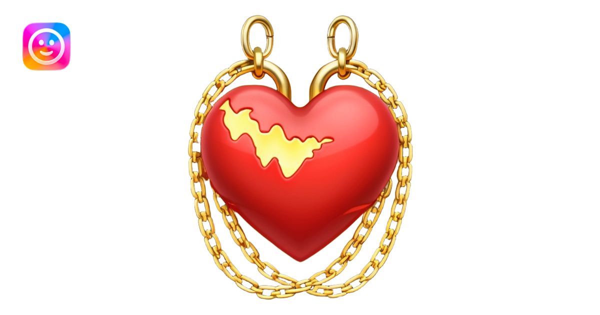 Heart wrapped in glowing chains, pulling apart emoji | AI Emoji Generator