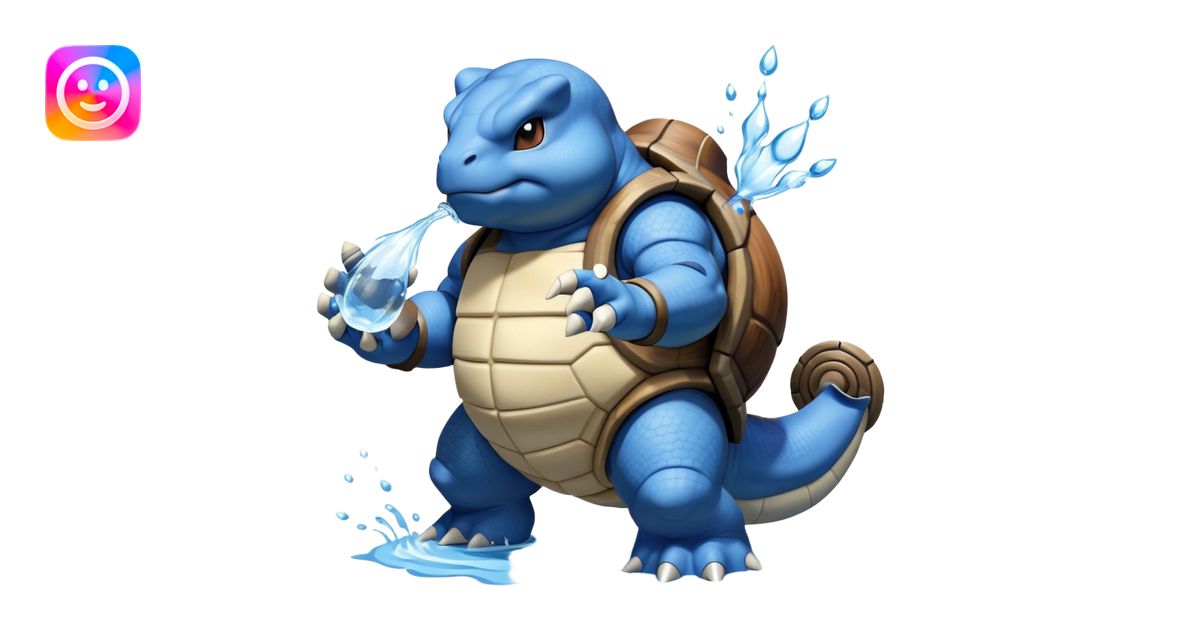 Blastoise shooting water emoji | AI Emoji Generator