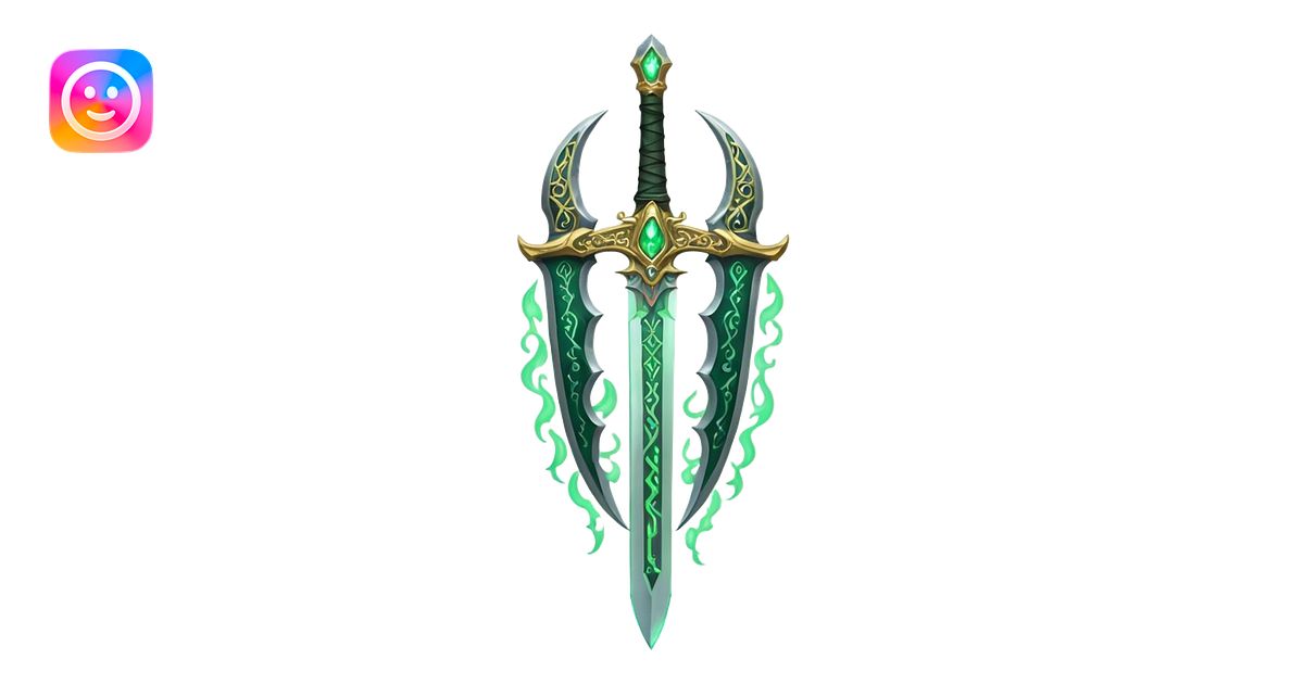 magical greatsword with a Eldritch green fire powers in it emoji | AI ...