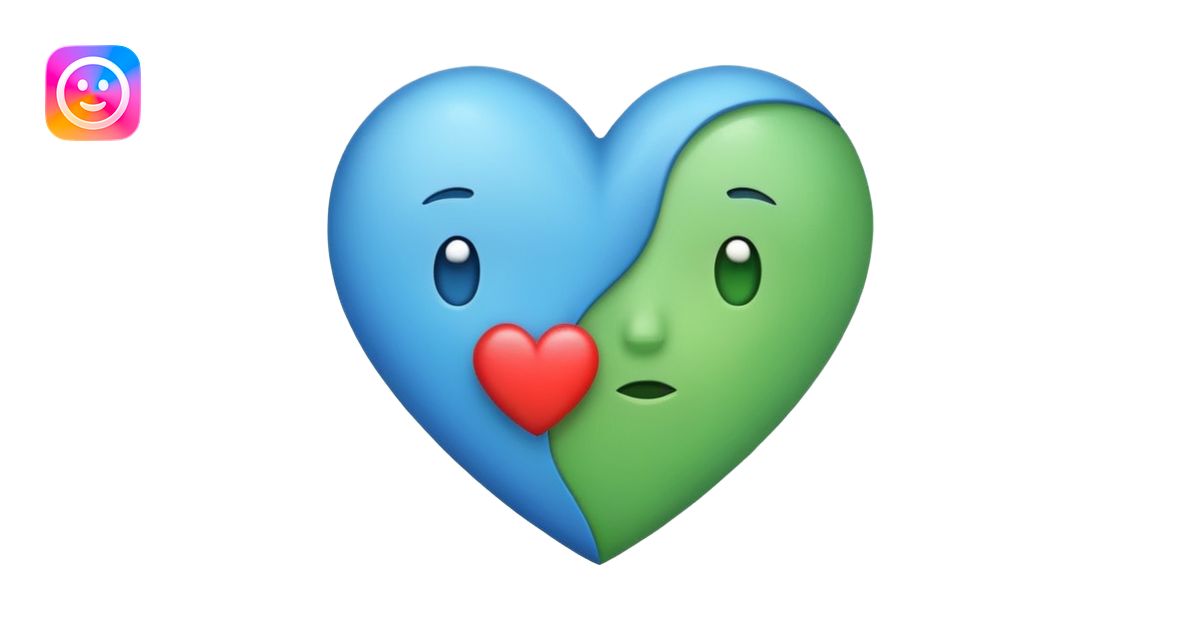 a half blue, have green, heart emoji | AI Emoji Generator