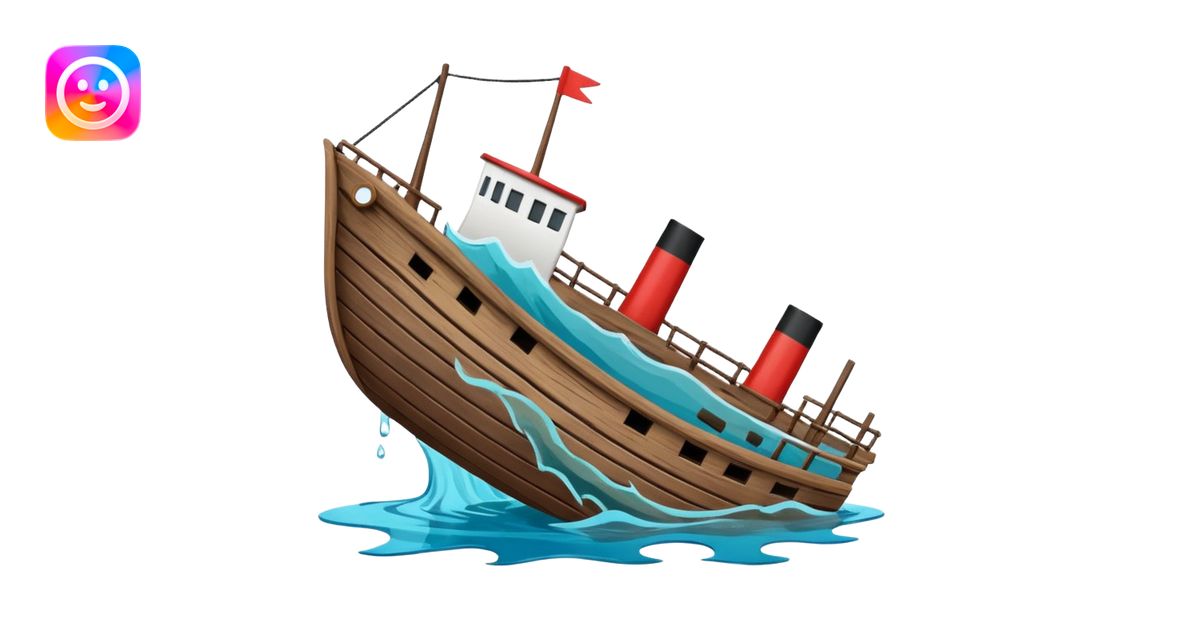 sinking ship half underwater in figma colours emoji | AI Emoji Generator
