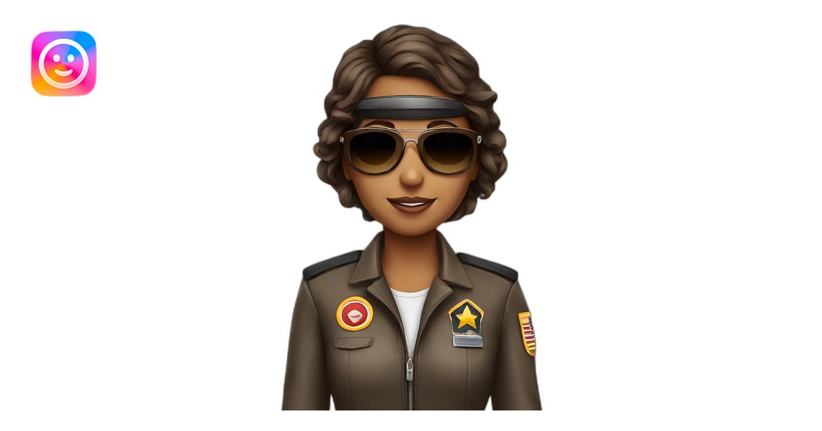 young brown female airplane pilot with sunglasses emoji | AI Emoji ...