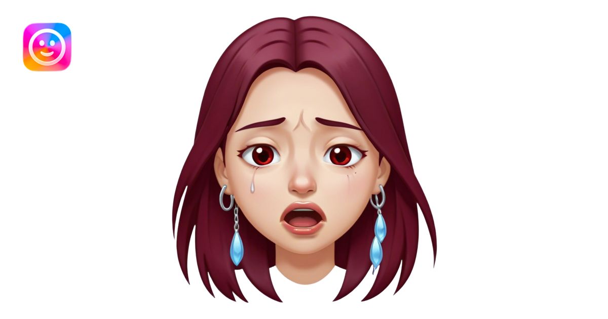 emoji of girl crying hysterically with tears dripping down eyes with ...