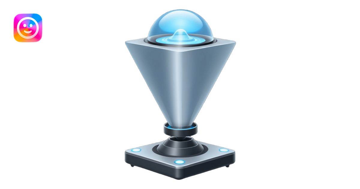 Flat emoji of a wrist-mounted hologram projector emitting a soft blue ...