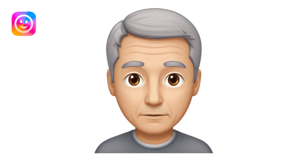 Illustrated emoji of a middle aged man with receding grey hair and ...