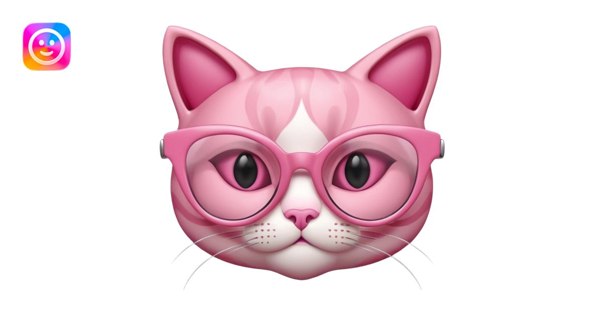 A 3D cartoon rose-pink cat-eye shaped spectacle, glossy curved frame ...