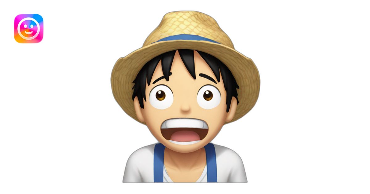 Shocked Luffy with his hands behind his head, his eyes wide open and ...