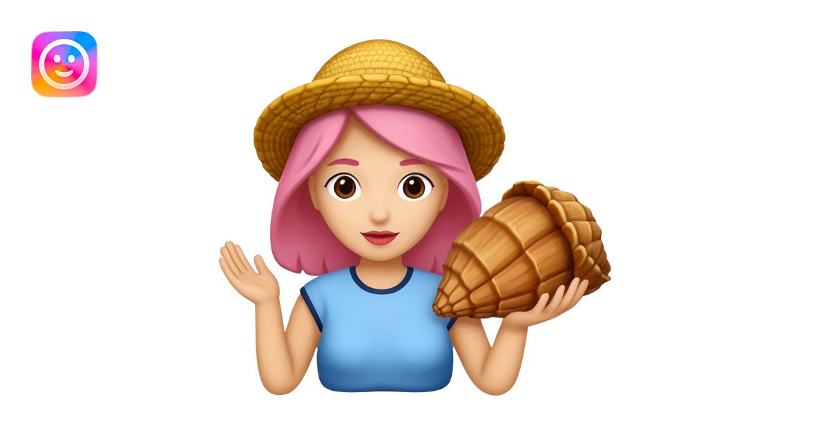 Rosa mujer conchas marinas emoji | AI Emoji Generator