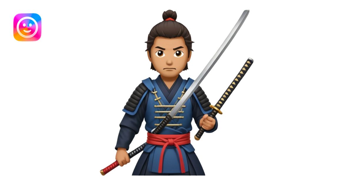 man samurai holds katana, still pose. emoji | AI Emoji Generator