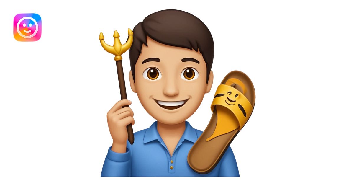 Smile, emoji, holding a chappal emoji | AI Emoji Generator
