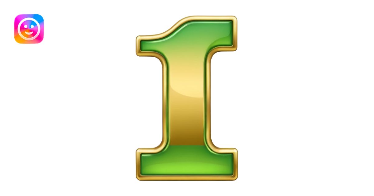 number One in golden and green shadows emoji | AI Emoji Generator