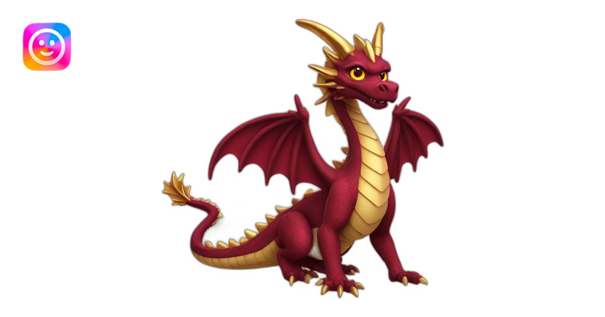 burgundy dragon with gold wings and eyes emoji | AI Emoji Generator
