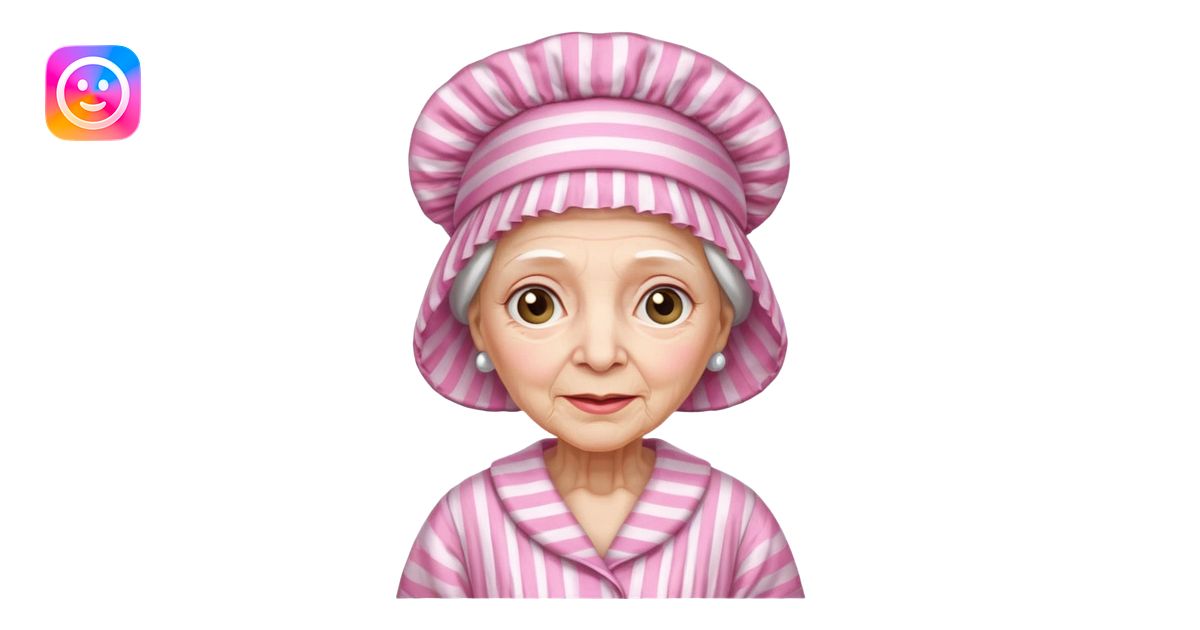 sick old woman with pink striped night gown, pink night bonnet on her ...
