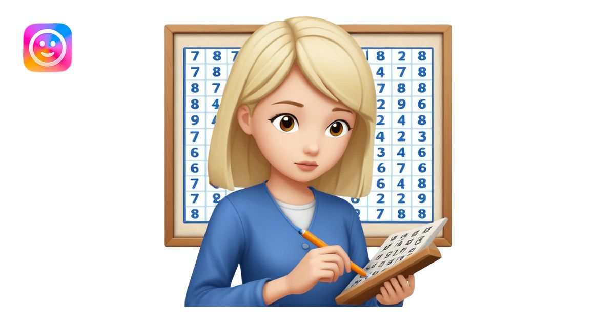 Girl Sudoku Problem-Solving on the new paper, side view. emoji | AI ...
