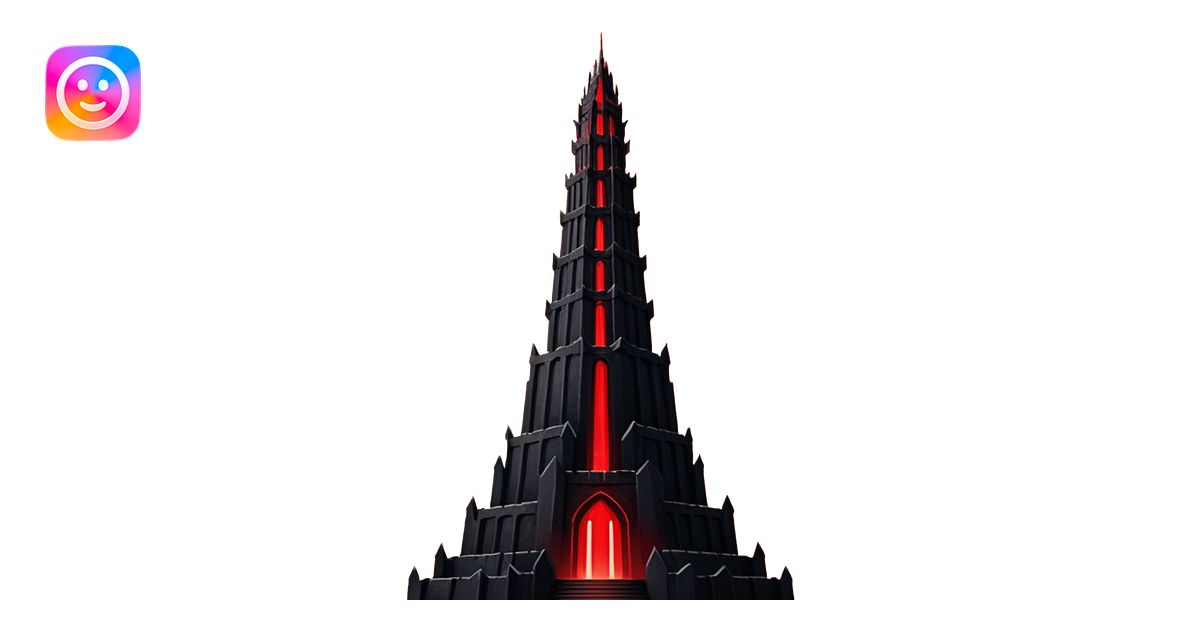 Barad Dúr from Lord of the Rings, Dark, giant Tower, with red beams ...