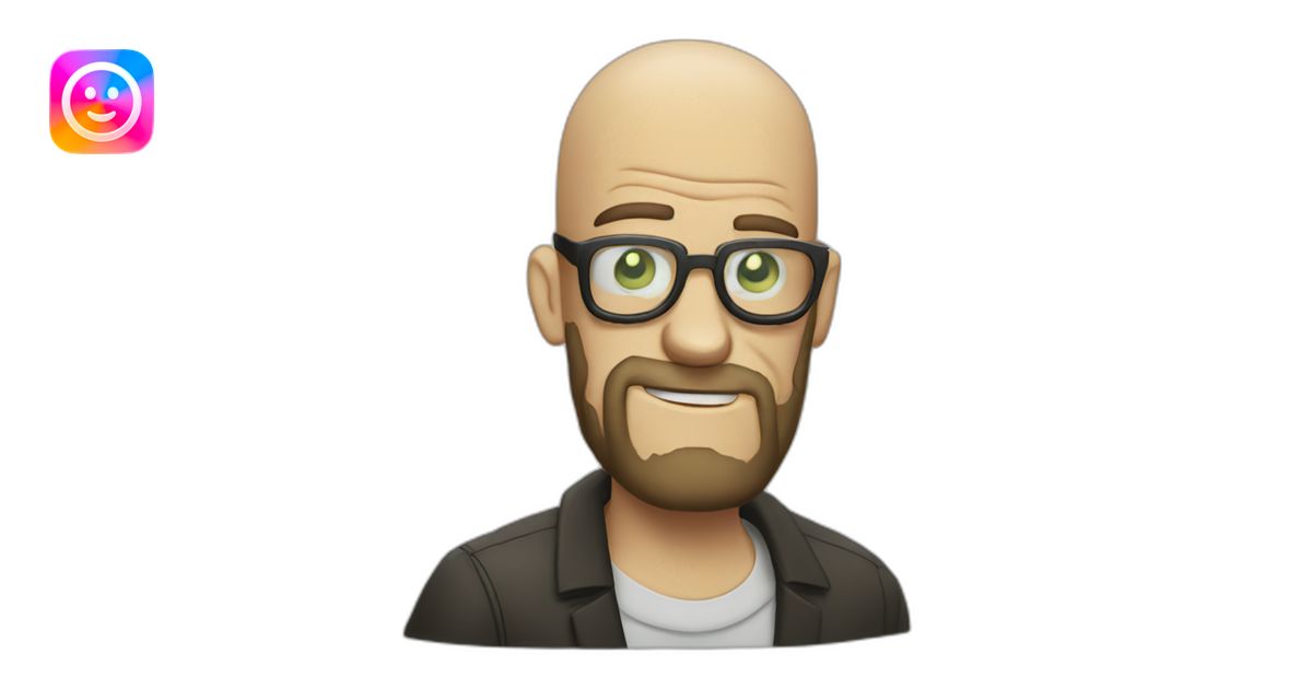 Tattooed bald man with beard and glasses, style Rick and Morty emoji ...