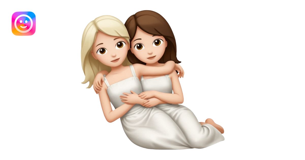 two girls lying on top of each other wrapped around each other emoji ...