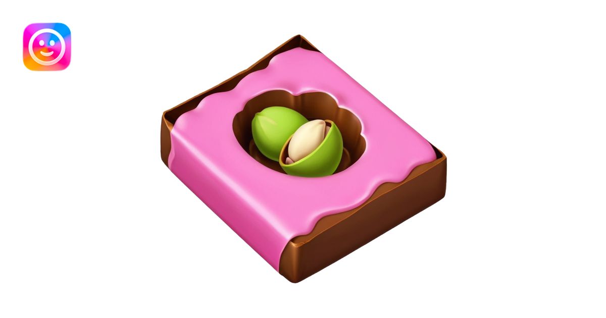 bitten chocolate in a pink wrapper. chocolate filling - pistachio paste ...