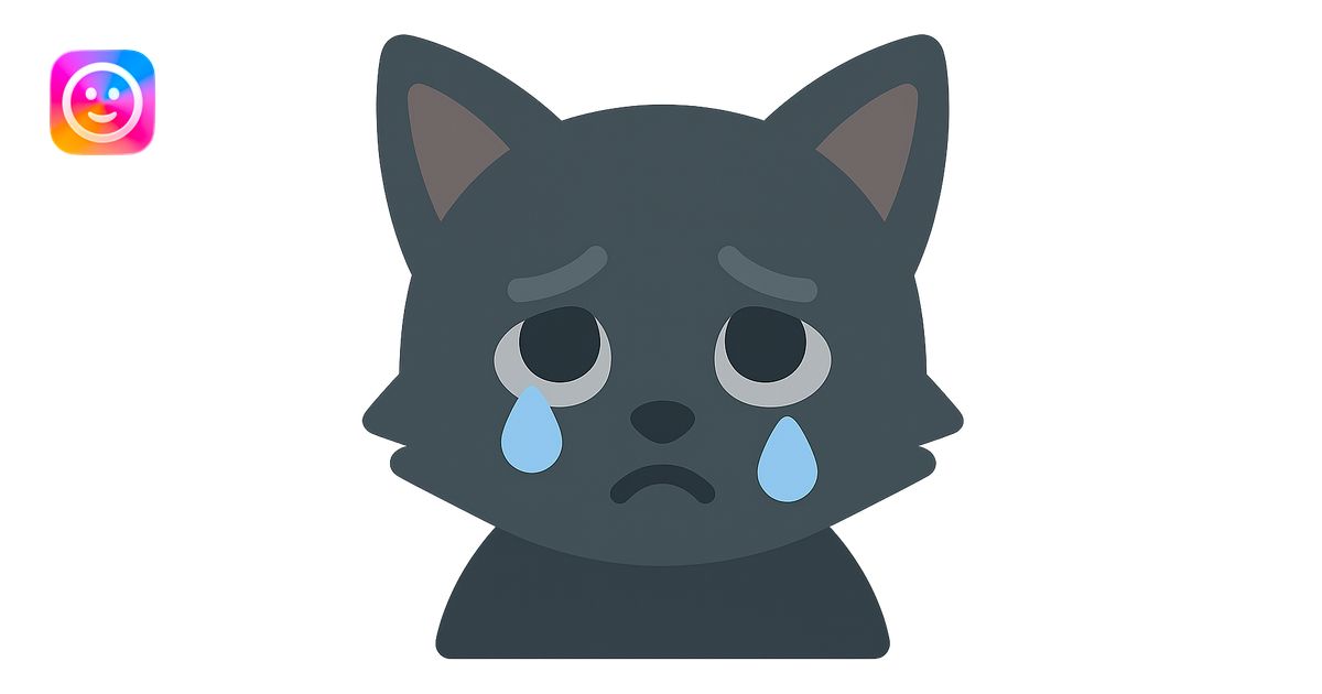 sad black cat with droopy ears and teary eyes icon | AI Emoji Generator
