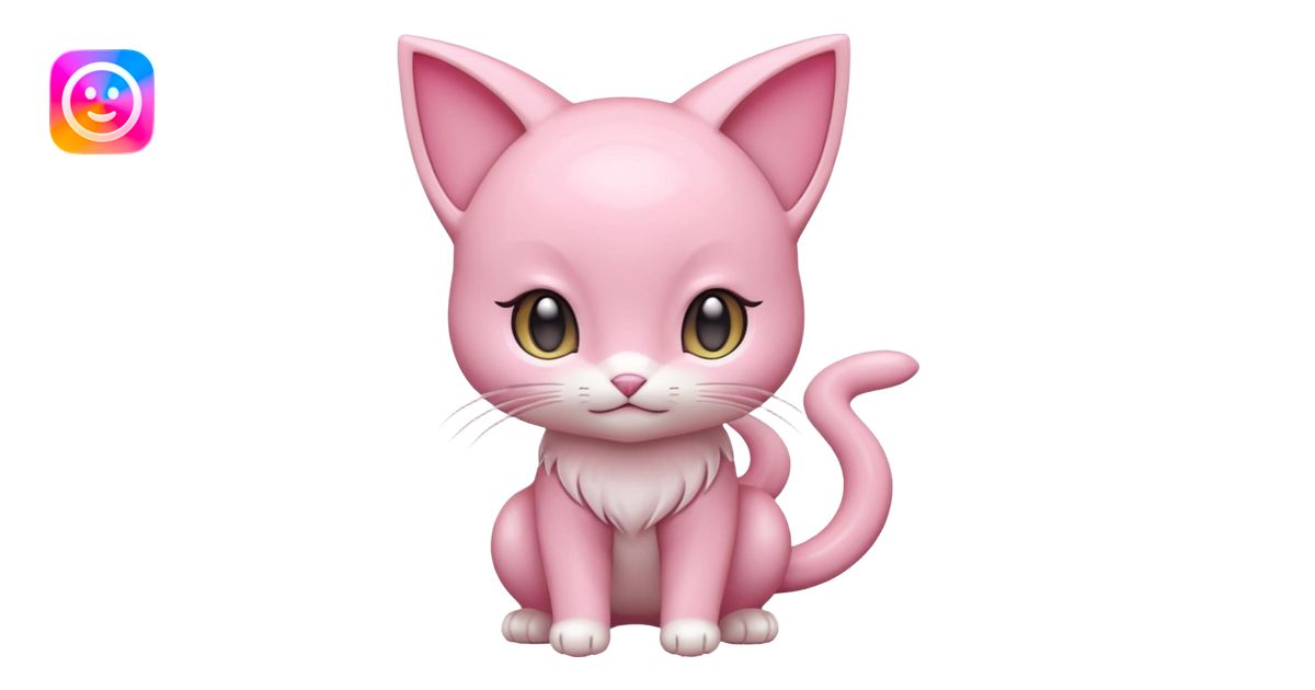 Chibi hyper-realistic life-like anime-styled original Mew-Pokémon emoji ...