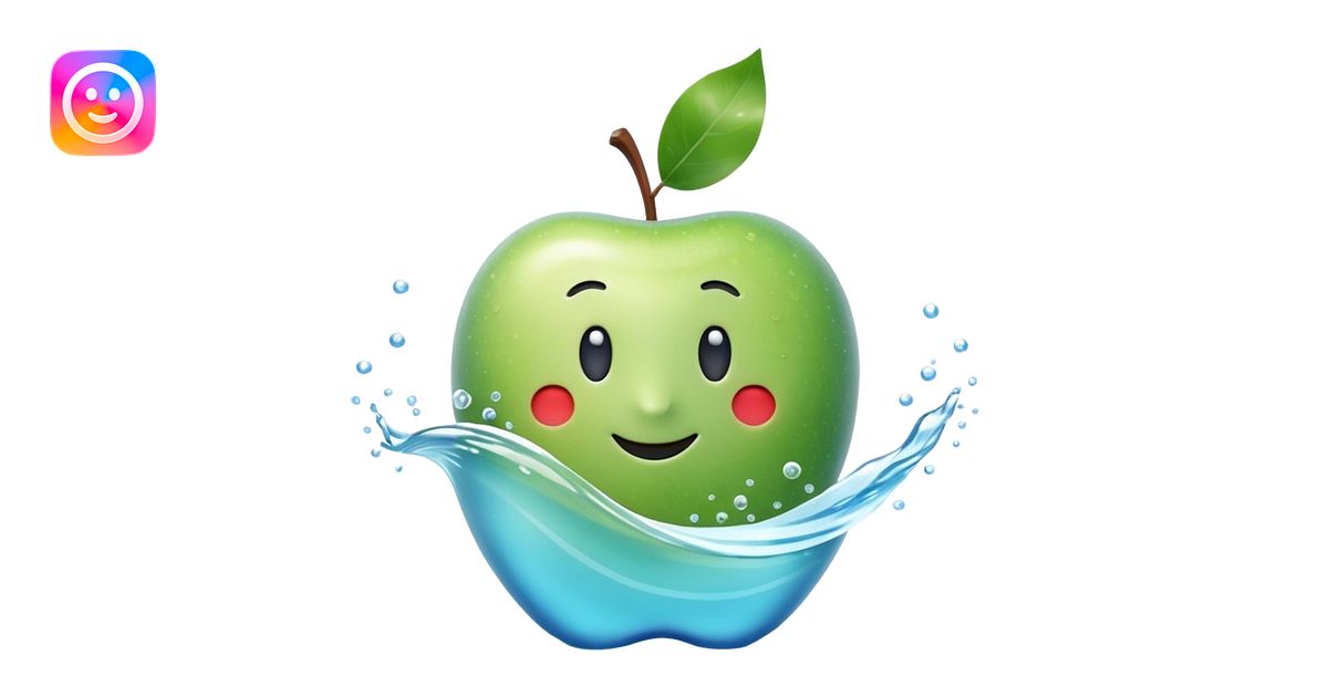 3D Apple style emoji of the sea, calm blue waves, sparkling water ...