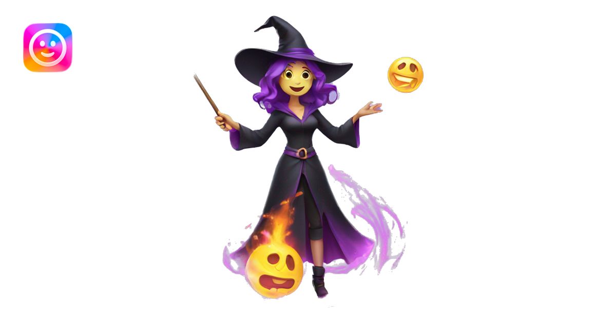 witch casting spell with a Magic wand emoji | AI Emoji Generator