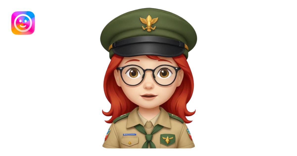 scout girl baby with uniform including the hat, little with glassess ...